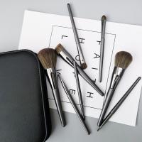 China 8PCS Gun Metal Wooden Handle Makeup Brush Set Synthetic Bristle Face Eye Cosmetic for sale