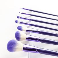 China Practical Custom 7 Makeup Brush Set Purple Lavender With Cotton Bag for sale