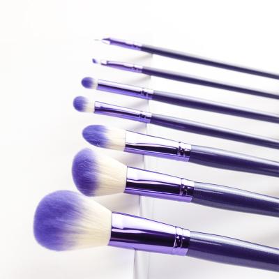 China Practical Custom 7 Makeup Brush Set Purple Lavender With Cotton Bag for sale