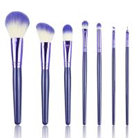 China Practical Custom 7 Makeup Brush Set Purple Lavender With Cotton Bag for sale