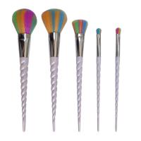 China 5PCS Synthetic Makeup Brush Set Plastic Handle Eyeshadow Blusher Powder Brush Custom Logo for sale