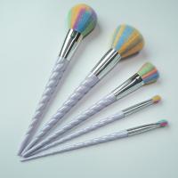 China 5PCS Synthetic Makeup Brush Set Plastic Handle Eyeshadow Blusher Powder Brush Custom Logo for sale