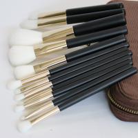 China 12PCS Women Travel Cosmetic Brush Set with Black Wooden Handle Synthetic Bristles for sale