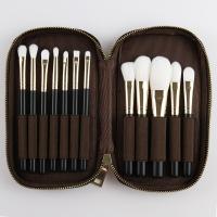 China 12PCS Women Travel Cosmetic Brush Set with Black Wooden Handle Synthetic Bristles for sale