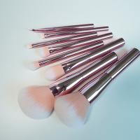 China 8 Piece High Gloss Oval Makeup Brush Set Pink Aluminum Handle Beauty Tools for sale