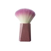 China OEM Custom Logo Pink Glitter Plastic Handle Kabuki Makeup Brush Synthetic Bristles 1000 Pcs MOQ for sale