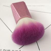 China OEM Custom Logo Pink Glitter Plastic Handle Kabuki Makeup Brush Synthetic Bristles 1000 Pcs MOQ for sale