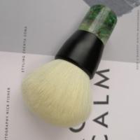 China Single Kabuki Makeup Brush Transparent Plastic Handle Goats Hair Powder for sale