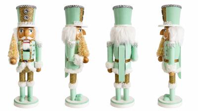 China Custom Mint Green Gold Royal Nutcracker for Christmas Display for sale