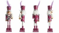 China Custom Pink Feather Silver Nutcracker for Christmas Display for sale