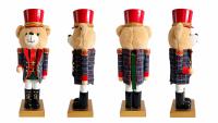 China Custom Teddy Bear Red Plaid Nutcracker for Christmas Display for sale