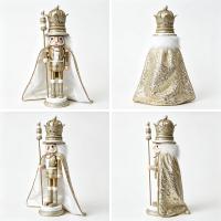 China Custom White Gold Cape King Nutcracker for Christmas Display for sale
