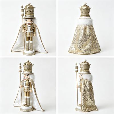 China Custom White Gold Cape King Nutcracker for Christmas Display for sale