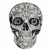 China Custom Wooden Sugar Skull Halloween Wall Decoration for sale