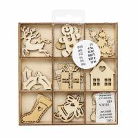 China Assorted Wooden Holiday Cutout Ornaments Craft Set for sale