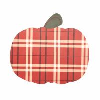 China Red Plaid Wooden Pumpkin Fall Table Decoration for sale
