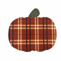 China Orange Plaid Wooden Pumpkin Fall Table Decoration for sale