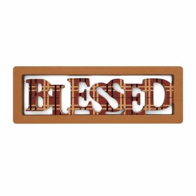 China Blessed Plaid Wooden Framed Fall Sign for sale