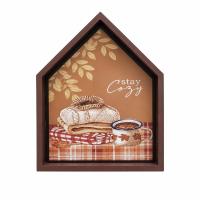 China Stay Cozy Sweater Coffee House Shaped Fall Wall Sign for sale