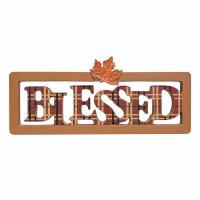 China Blessed Plaid Wooden Fall Sign with Maple Leaf for sale