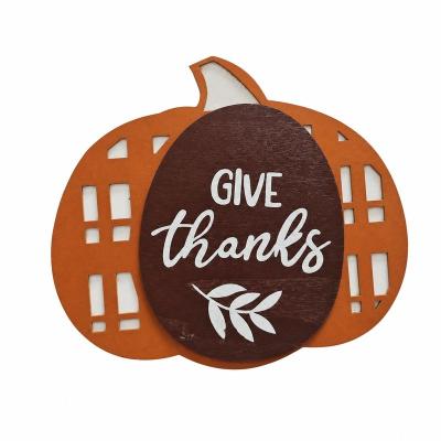 China Give Thanks Layered Wooden Pumpkin Fall Decoration for sale