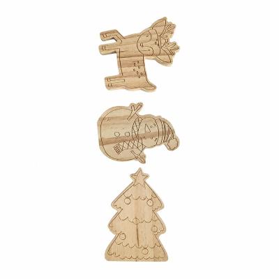 China Unfinished Wooden Reindeer Snowman Christmas Tree Cutouts for sale