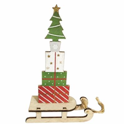 China Custom Wooden Christmas Sleigh Table Decoration Model 141 for sale