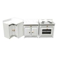 China White Wooden Pretend Play Kitchen Set for sale