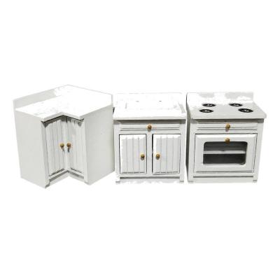 China White Wooden Pretend Play Kitchen Set for sale