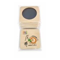 China Round Travel Themed Wooden Coaster Set for sale