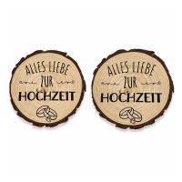 China German Wedding Wood Slice Coaster Set for sale