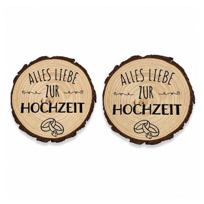 China German Wedding Wood Slice Coaster Set for sale