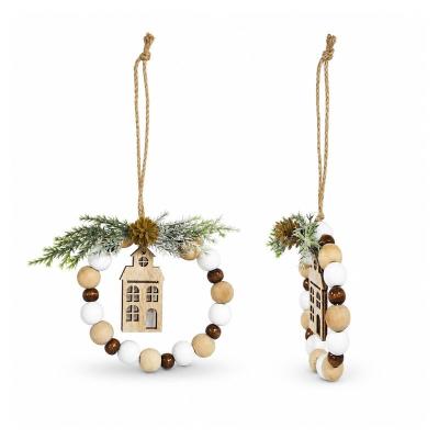 China Beaded Wooden House Hanging Wreath Multi View for sale