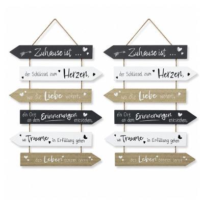 China German Family Direction Wooden Hanging Sign Set for sale