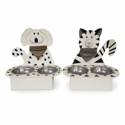China Wooden Animal-Shaped Double Pet Bowl Stands for sale
