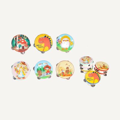 China Custom Printed Wooden Tambourine with Metal Jingles for sale