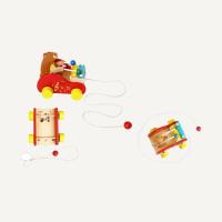 China Wooden Pull Along Bear Drum Toy for sale