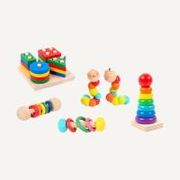 China Wooden Stacking and Rattle Toy Set for Babies for sale