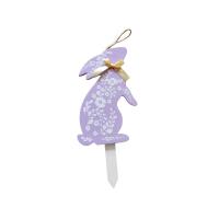 China Custom Purple Floral Bunny Hanging Stake with OEM/ODM Services for Seasonal Retail Easter Holiday Decoration for sale