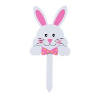 China Custom Pink Bow Bunny Hanging Stake with Customizable Artwork and OEM/ODM Services for Seasonal Retail for sale