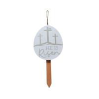 China Custom He Is Risen Cross Easter Egg Stake with OEM/ODM Customization and Mature Craftsmanship for Seasonal Retail for sale