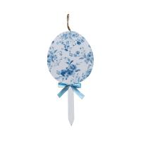 China Custom Blue Floral Easter Egg Hanging Stake with OEM/ODM Services for Seasonal Retail and Customizable Artwork for sale