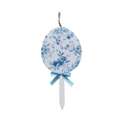 China Custom Blue Floral Easter Egg Hanging Stake with OEM/ODM Services for Seasonal Retail and Customizable Artwork for sale