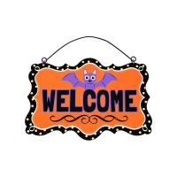 China Custom Welcome Halloween Bat Sign with OEM/ODM Customization and Mature Craftsmanship for Seasonal Retail for sale