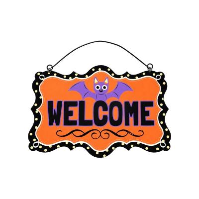 China Custom Welcome Halloween Bat Sign with OEM/ODM Customization and Mature Craftsmanship for Seasonal Retail for sale