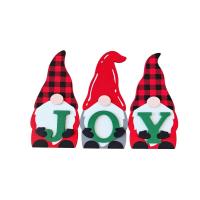 China Custom Plaid Gnome Trio JOY Christmas Sign with OEM/ODM Customization for Seasonal Retail for sale