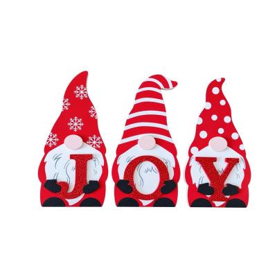 China Custom Red Gnome Trio JOY Christmas Sign with OEM/ODM Customization for Wholesale Festive Decor for sale