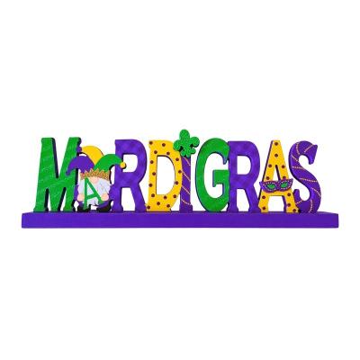 China Custom Colorful Mardi Gras Word Table Sign with OEM/ODM Customization for Seasonal Merchandising for sale