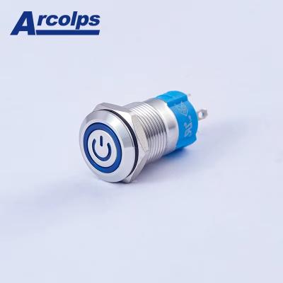 China 12mm Waterproof 2A Momentary Metal Push Button Switch UL Certified for sale