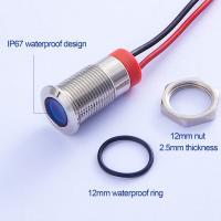 China 22mm Metal Waterproof Indicator Light Flat Head Industrial Indicator Light 12V DC IP68 for sale